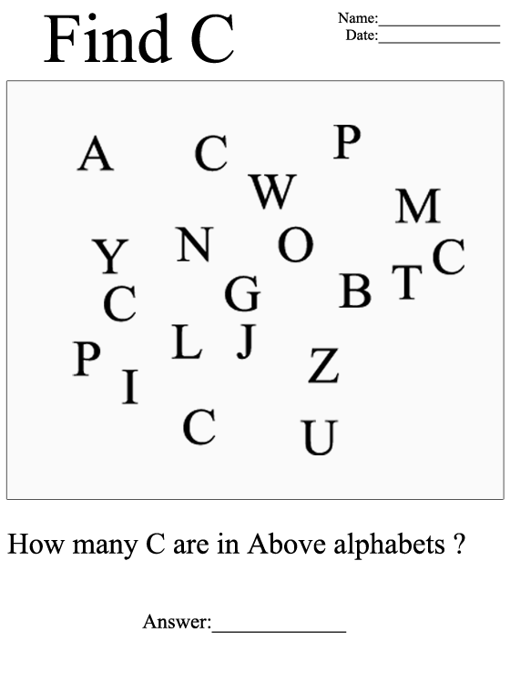 Printable Letters Visual Scanning Worksheets