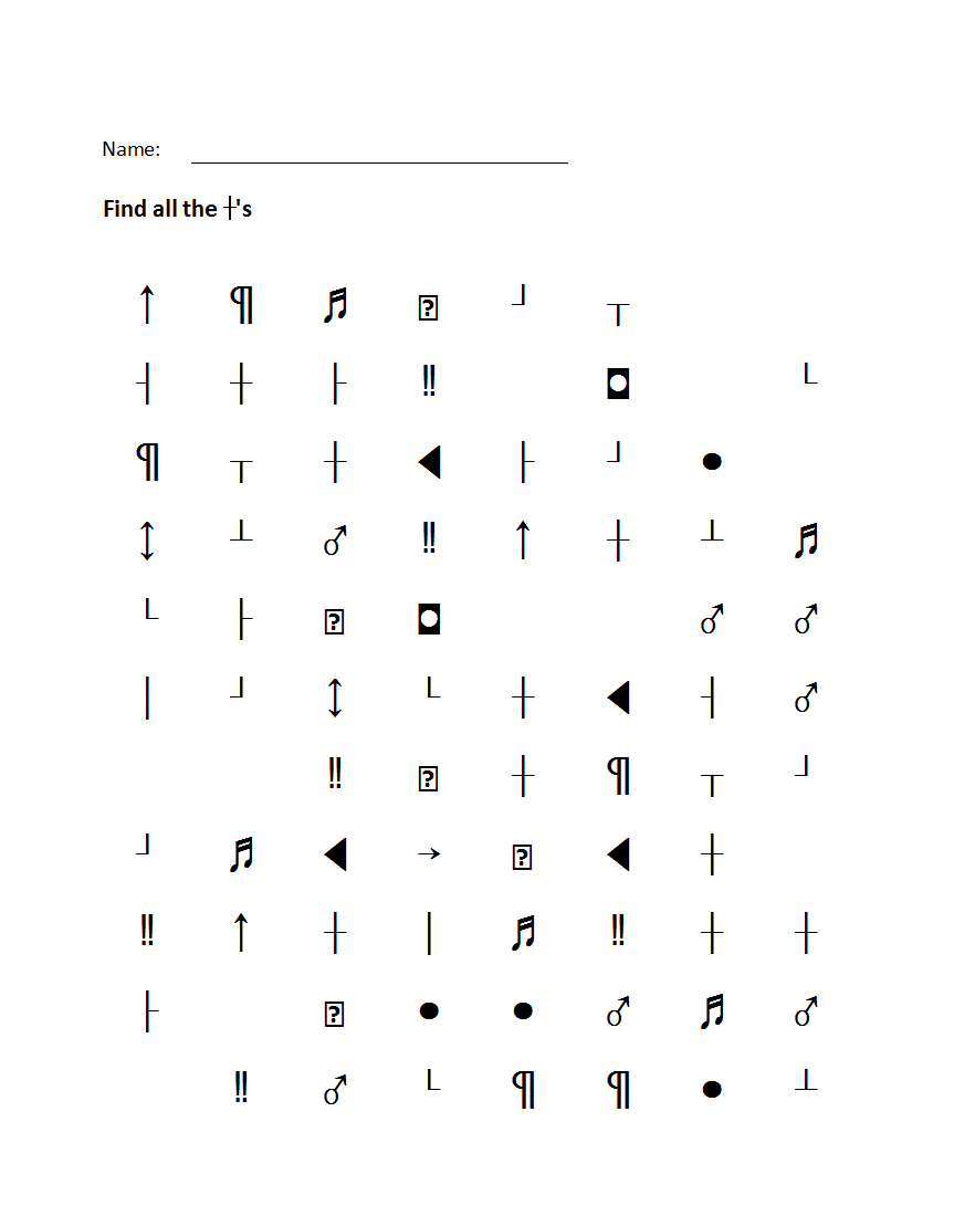 Printable Symbol Visual Scanning Worksheet