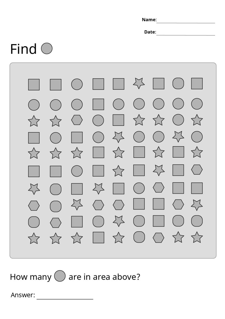 Printable Shape Circle Visual Scanning Worksheets